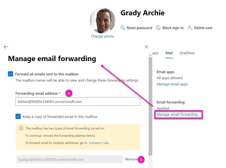 Find and remove mail forwarding rules in Exchange Online