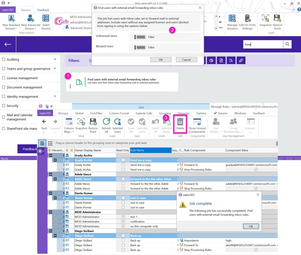 Find and remove mail forwarding rules in Exchange Online