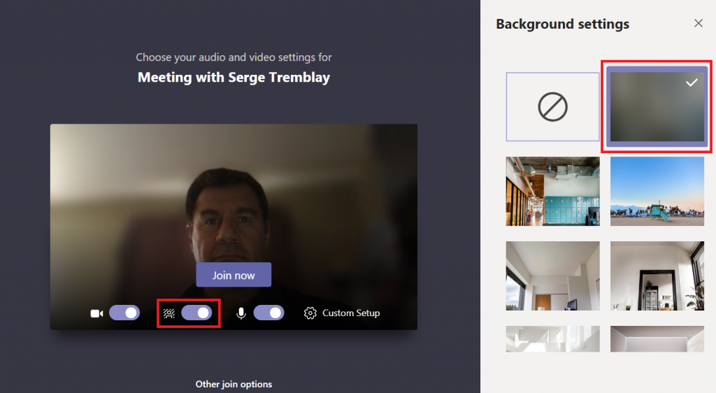 How to change background in Teams meetings