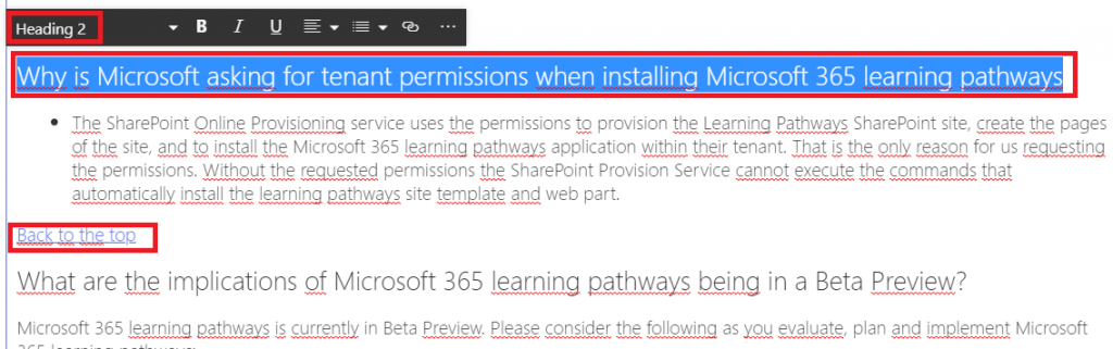 How to create an FAQ in SharePoint Online