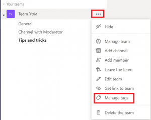Using tags in Microsoft Teams channels