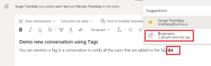 Using tags in Microsoft Teams channels