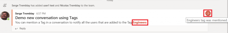 Using tags in Microsoft Teams channels