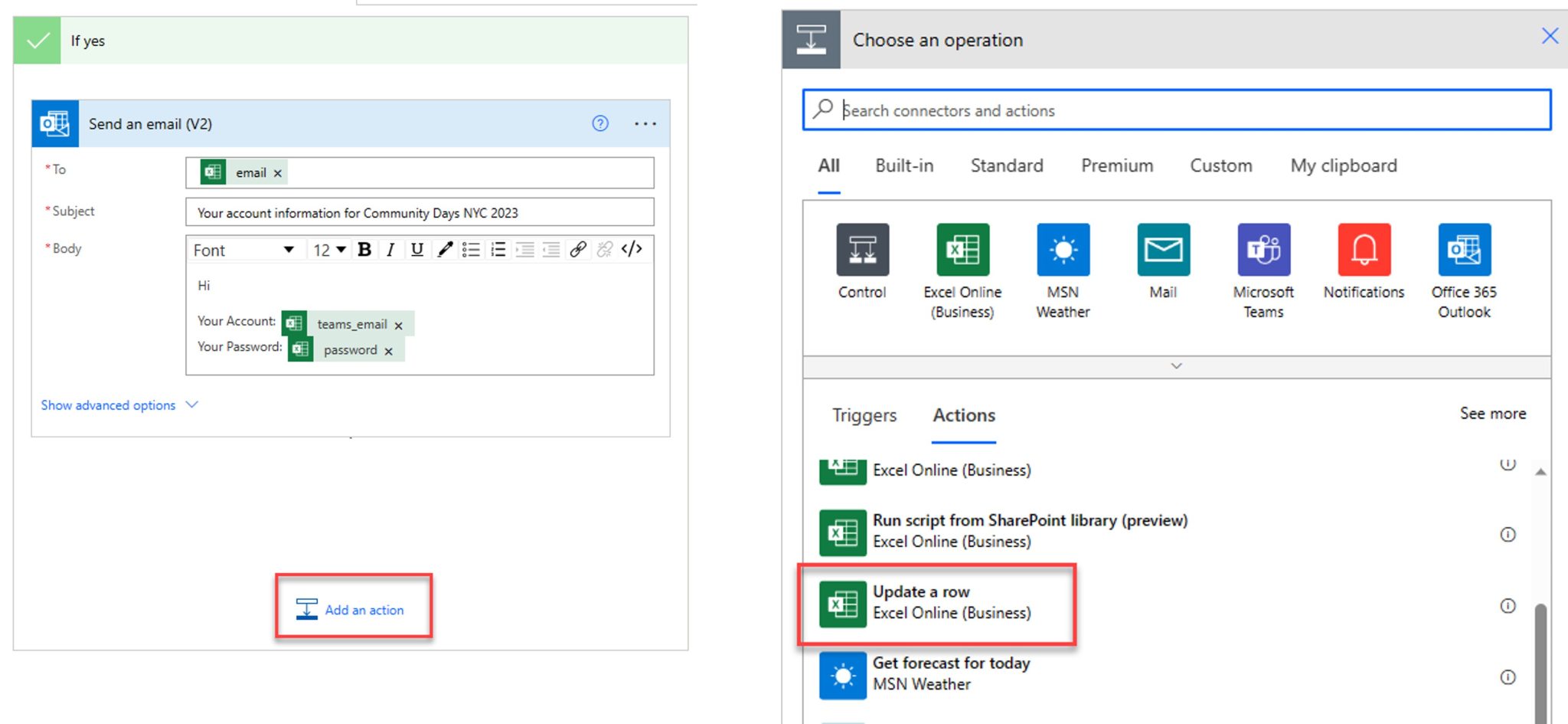 How to Power Automate sending custom emails based on Excel data
