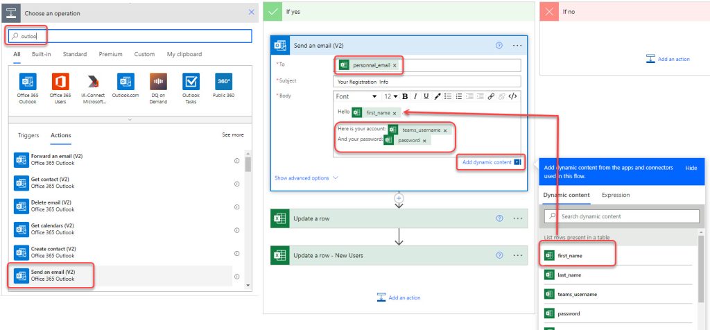 How to Power Automate sending custom emails based on Excel data